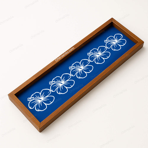 CHITRASHILA® Hibiscus Flower Wooden Rangoli Stencil 17x5 inches (WB-04