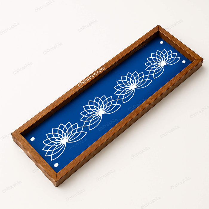 CHITRASHILA® Half Flower Border Design Wooden Rangoli Stencil 17x5 inc