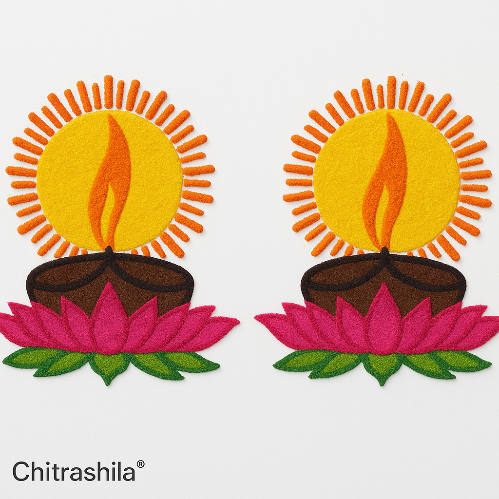 Chitrashila Artistic Ready-to-Use Diya Rangoli - Pack of 2
