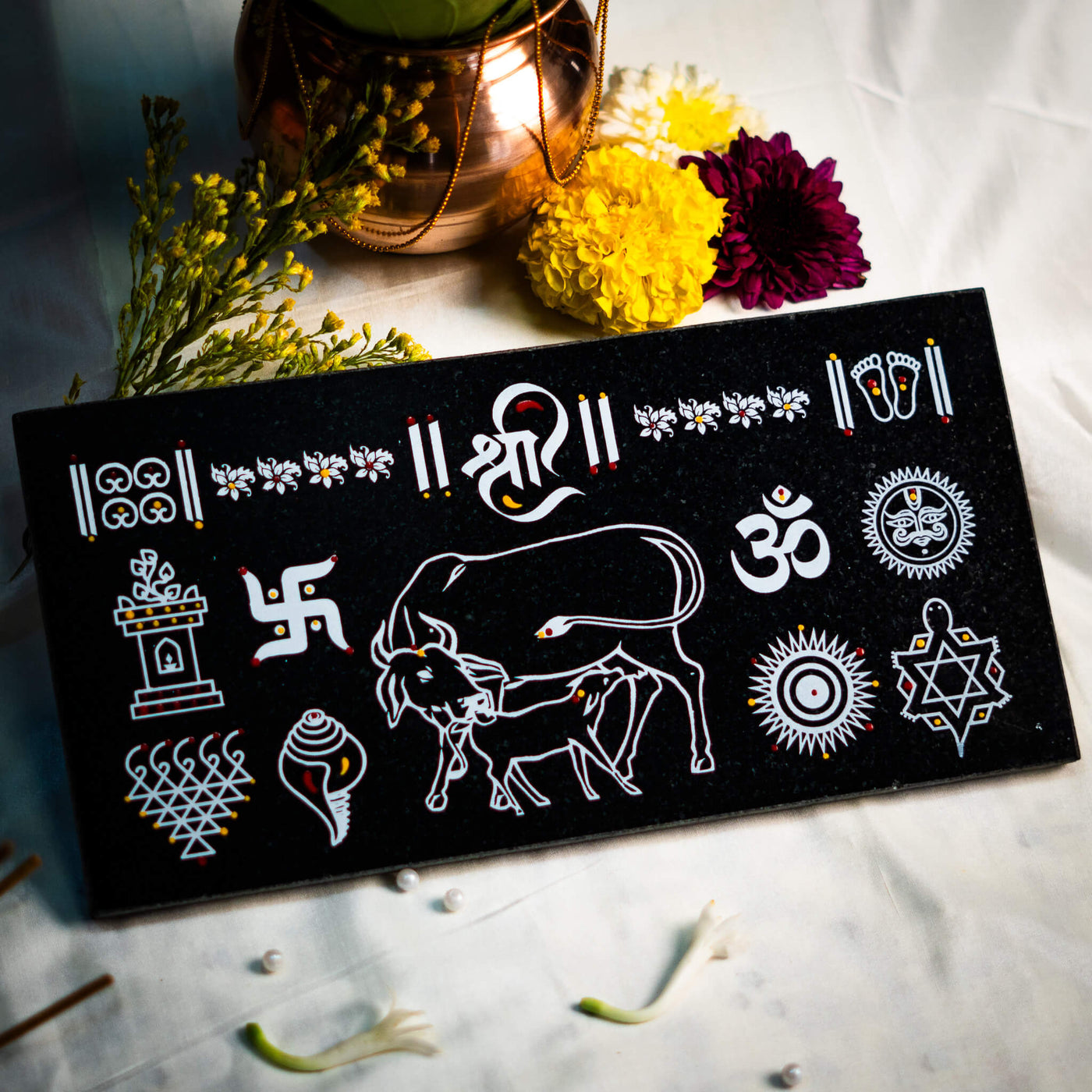 Chitrashila Gau Mata Rangoli, Laxmi Charan Paduka with Pooja Aasan