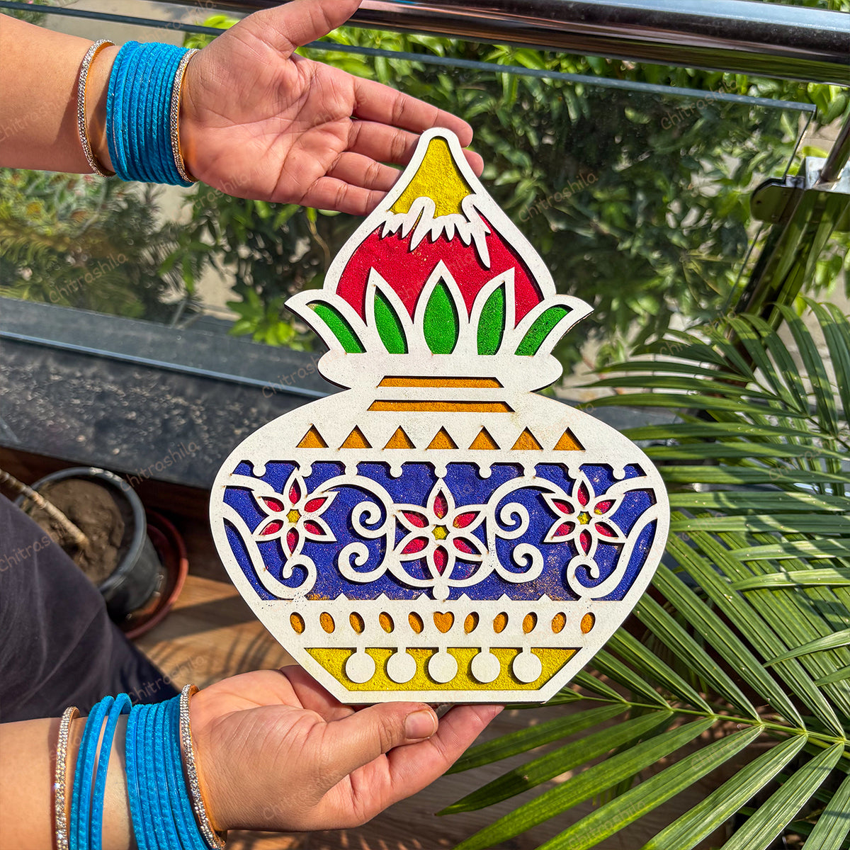 Buy Auspicious Kalash MDF Rangoli Mat (12x12 inches)-D10