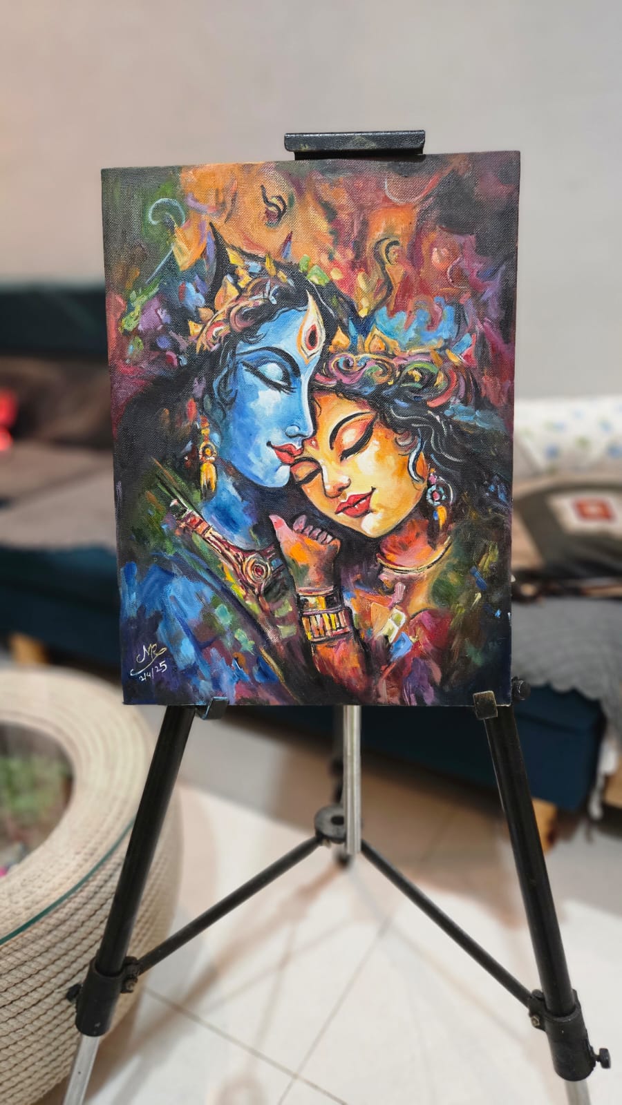 Chitrashila Radhe Krishna Handmade Canvas Painting (12*16 inches)