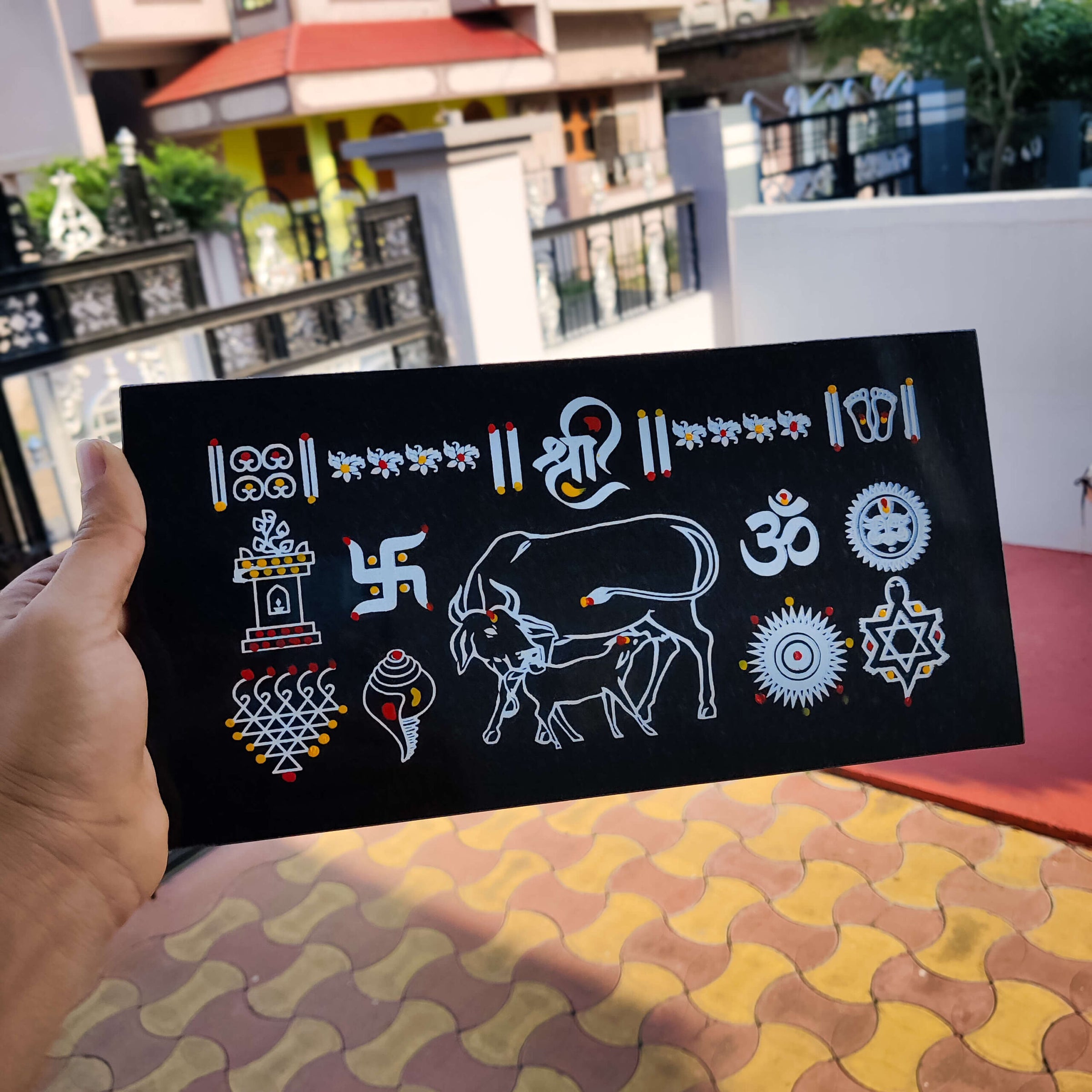 Buy Gau Mata Chaitrangan Rangoli Online, Granite Printed - 12*6